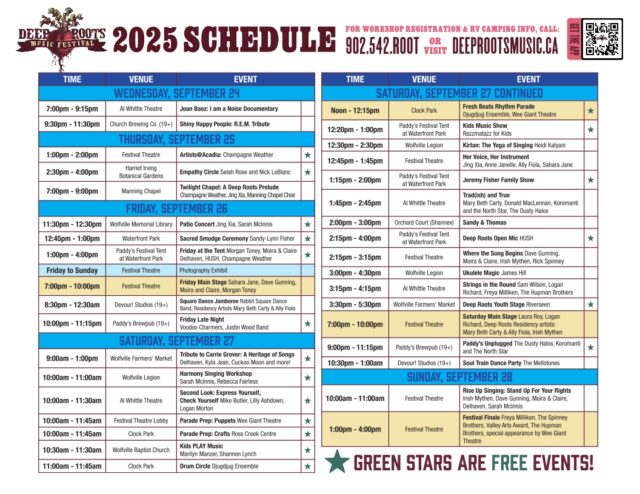 Deep Roots Festival Schedule 2025 | Deep Roots Music Cooperative